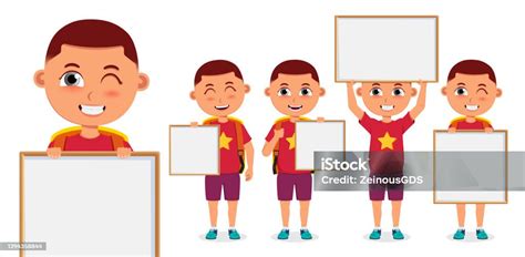 학교 소년 프리젠 테이션 벡터 문자 세트 학생 3d 남성 캐릭터는 웃는 얼굴을 잡고 캐릭터 디자인을 제시하는 학교로 돌아 가기