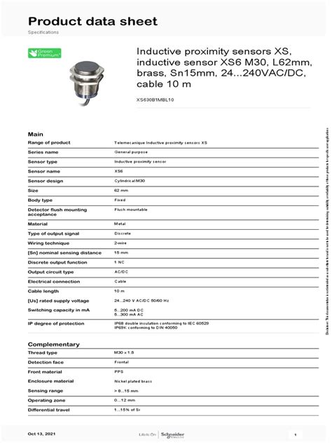 Inductive And Capacitive Sensors Xs And Xt Xs630b1mbl10 Pdf Alternating Current Sensor