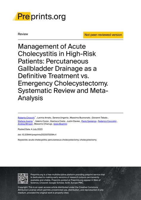 Pdf Management Of Acute Cholecystitis In High Risk Patients