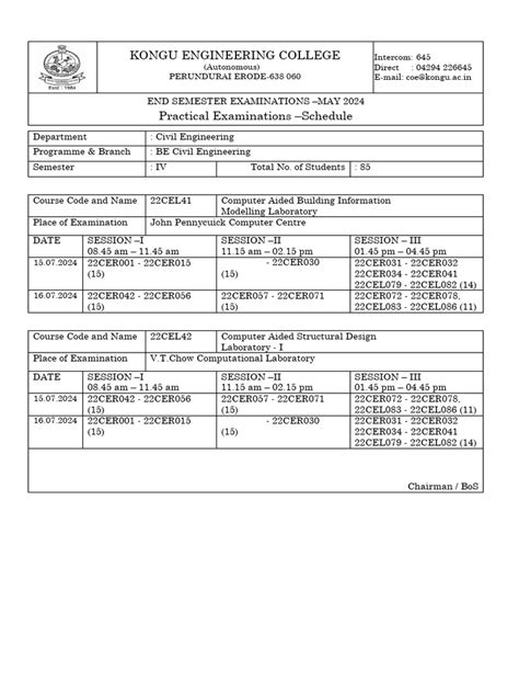 4th sem practical exam schedule pdf