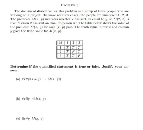 answered problem 3 the domain of discourse for… bartleby