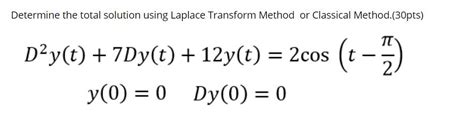 Solved Determine The Total Solution Using Laplace Transform Chegg