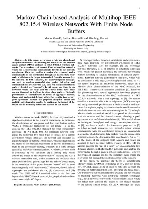 Pdf Multihop Ieee 802154 Wireless Networks With Finite Node Buffers
