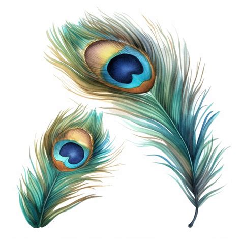Premium Ai Image Two Peacock Feathers Are Shown On A White Background