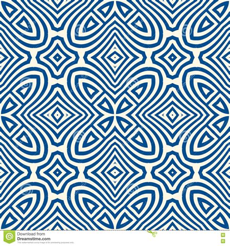 Seamless Pattern With Symmetric Geometric Ornament Navy Color Abstract