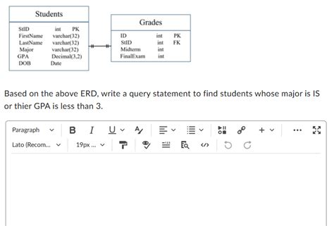 Solved Based On The Above Erd Write A Query Statement To