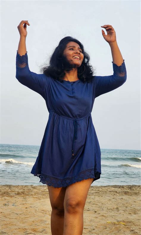 Dhivya Duraisamy In Short Dress At Beach Photos South Indian Actress