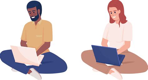 developer occupation semi flat color vector character set editable