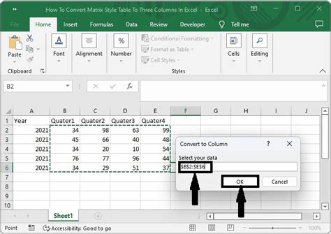 How To Convert Matrix Style Table To Three Columns In Excel