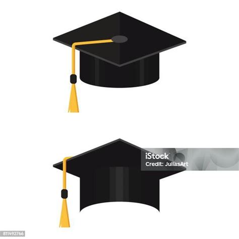대학 졸업 모자는 배경에 고립입니다 평면 스타일에서 벡터 일러스트 레이 션 교육에 대한 스톡 벡터 아트 및 기타 이미지 교육 금 금속 대학교 Istock