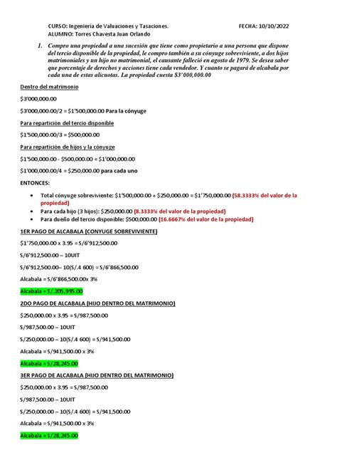 Práctica Dirigida Tasaciones. 10-10-22 | PDF | Convenciones sociales | Relaciones interpersonales
