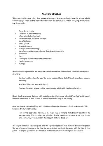 Analysing Structure Teaching Resources