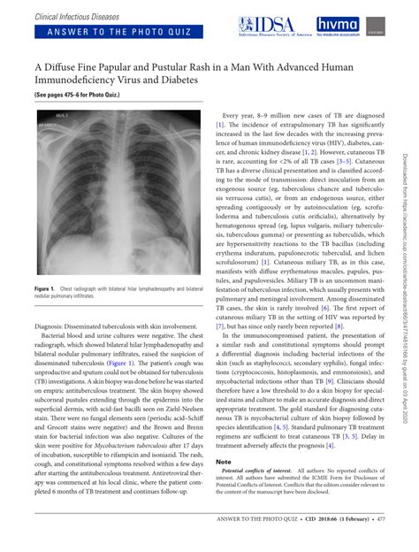 Pdf A Diffuse Fine Papular And Pustular Rash In A Man With Advanced Human Immunodeficiency