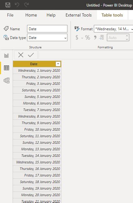 Generate Year Month Day Combinations In Power Bi Report Using Power