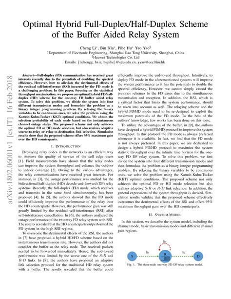 Optimal Hybrid Full Duplexhalf Duplex Scheme Of The Buffer Aided Relay System Deepai