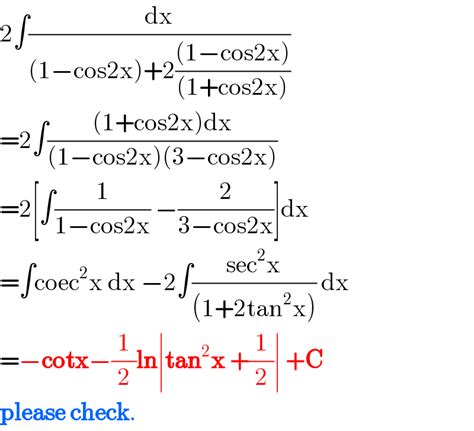 Dx Sin 2 X Tan 2 X Dx Tinku Tara