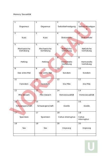 Arbeitsblatt Sexualität Memory Diverses Fächerübergreifend Anderes Thema