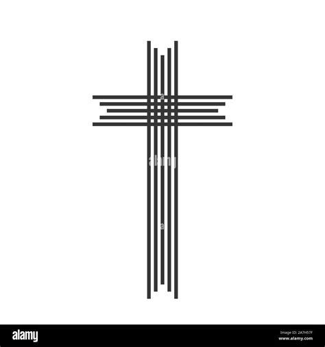 Christliche Kreuz Symbol Kirche Kreuz Isoliert Schwarz Religion Vektor Symbol Stock