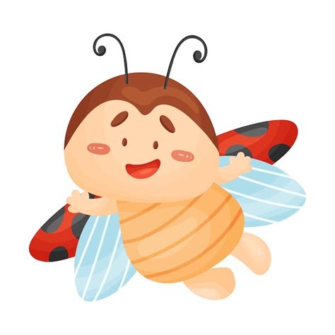 Premium Vector Cartoon Ladybug Is Flying Vector Illustration On A