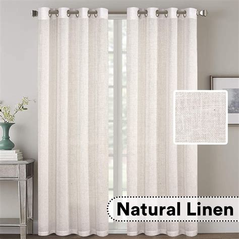 Grommet Privacy Linen Curtains 2 Pieces Total Size 104 Inch Wide