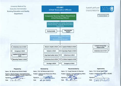 Medical City King Saud University KSUMC Nursing Organizational Chart