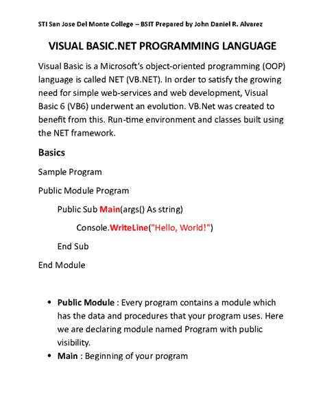Visual Programming Language Visual Basic Programming Language Visual Basic Is A
