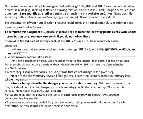 solved normalize the un normalized dataset given below