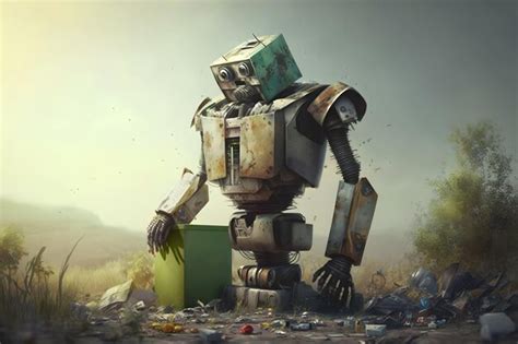 Premium Ai Image The Robot Collects Garbage The Concept Of Environmental Protection