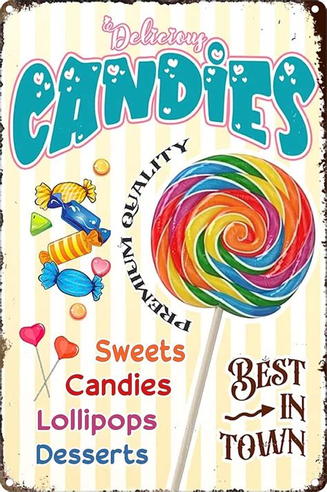 Colorful Candies Tin Sign Vintage Wall Decor Delicious