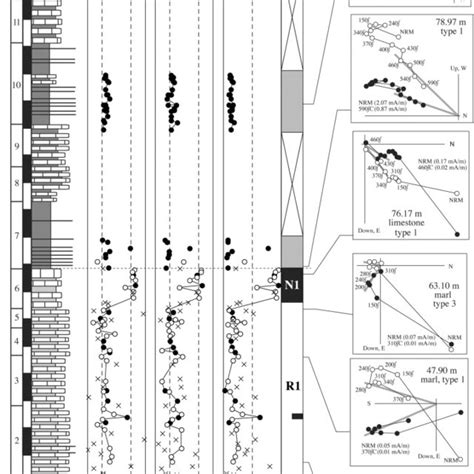 A Depth Variations In Declination Inclination And Vgp Latitude Download Scientific Diagram