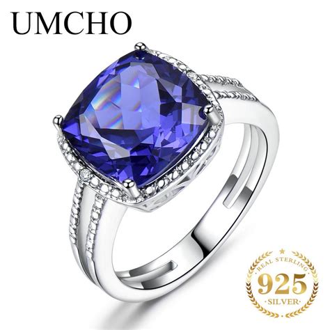 Umcho Luxury Tanzanite Rings For Women Female Engagement Genuine Solid