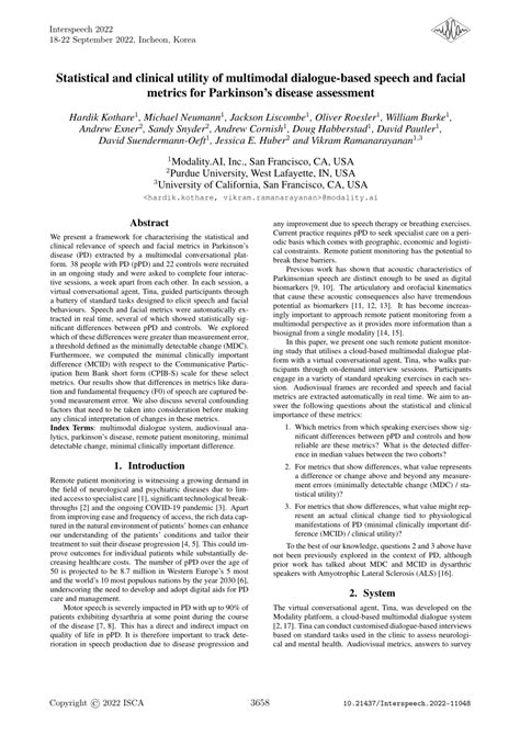 Pdf Statistical And Clinical Utility Of Multimodal Dialogue Based