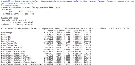R Interpretation Of Linear Mixed Effects Results With Multiple