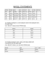 MYSQL STATEMENTS Docx MYSQL Course Hero