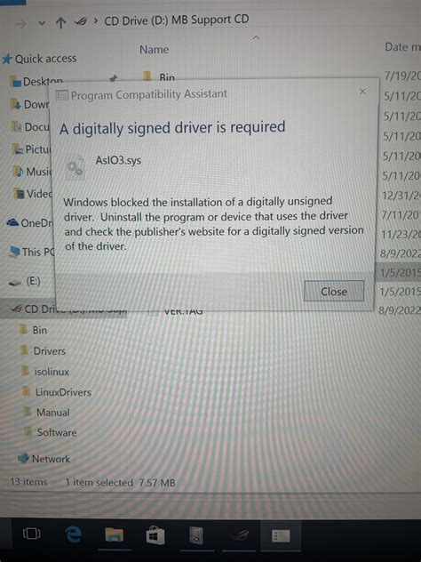 got this error when installing drivers r asusrog