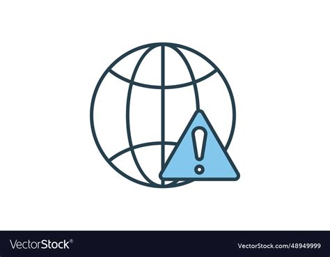 Network Error Icon Earth With Exclamation Mark Vector Image