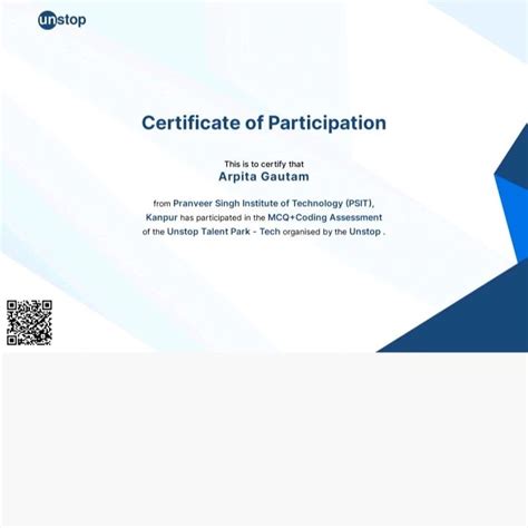 arpita gautam on linkedin got certificate from unstop in mcq and coding