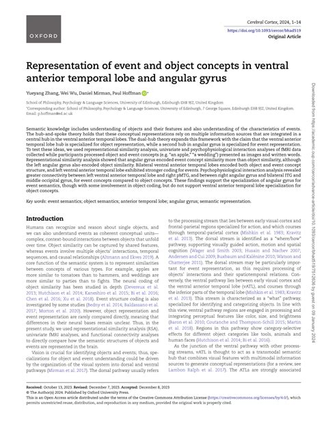 Pdf Representation Of Event And Object Concepts In Ventral Anterior