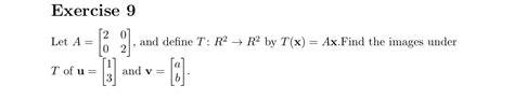Solved Exercise 9let A 2002 ﻿and Define Tr2→r2 ﻿by