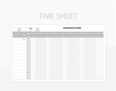 Time Sheet Excel Template And Google Sheets File For Free Download