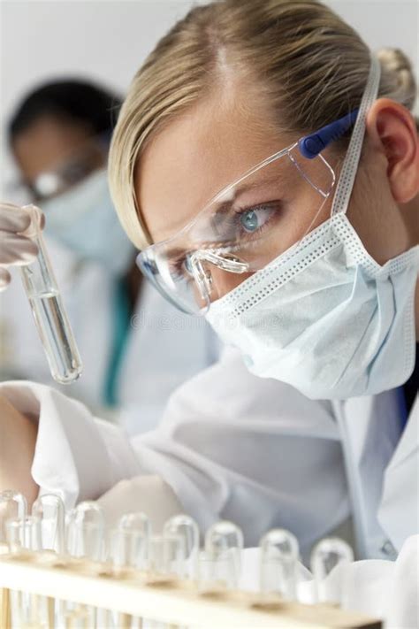 Female Scientist With Test Tube In Laboratory Stock Image Image Of Research Female