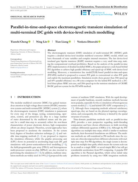 Pdf Parallel‐in‐time‐and‐space Electromagnetic Transient Simulation