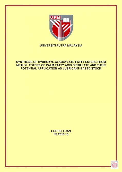 Pdf Universiti Putra Malaysia Synthesis Of Hydroxyl