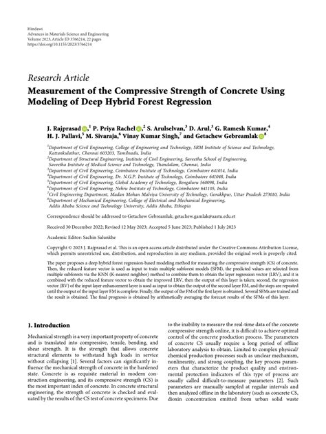 Pdf Measurement Of The Compressive Strength Of Concrete Using Modeling Of Deep Hybrid Forest
