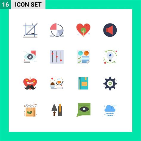 16 Universal Flat Colors Set For Web And Mobile Applications Tap Volume Analytics Speaker Bulb