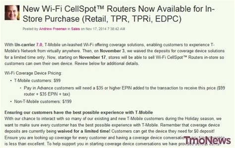 You Can Now Purchase T Mobile Wi Fi Cellspot Routers To Own In Store