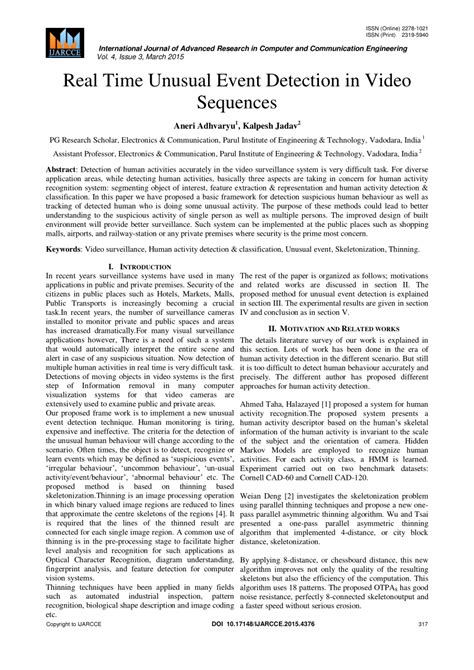 Pdf Real Time Unusual Event Detection In Video Sequences