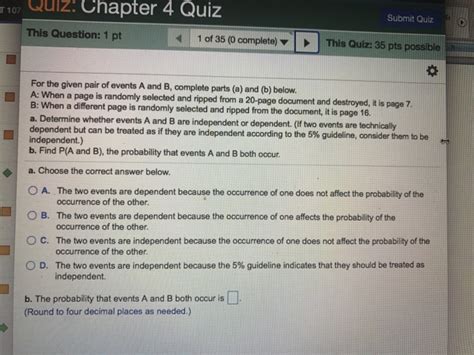 Solved For The Given Pair Of Events A And B Complete Parts
