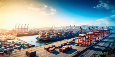 Premium Ai Image Cranes Simultaneously Loading And Unloading Containers From Different Ships