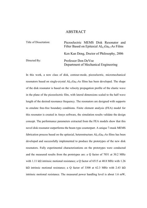 Pdf Piezoelectric Mems Disk Resonator And Filter Based On Epitaxial
